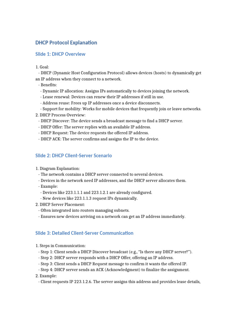 DHCP Protocol Explanation | PDF | Ip Address | Computer Network