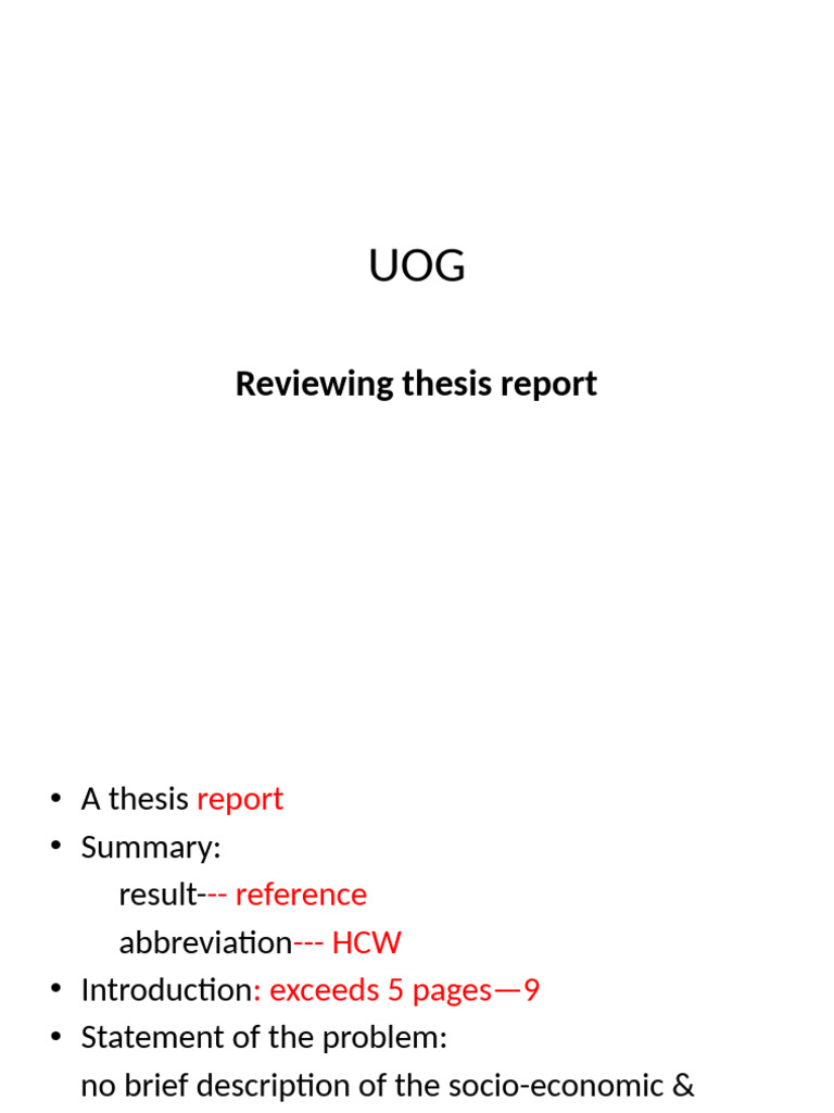 Thesis Report Review and Recommendations | PDF