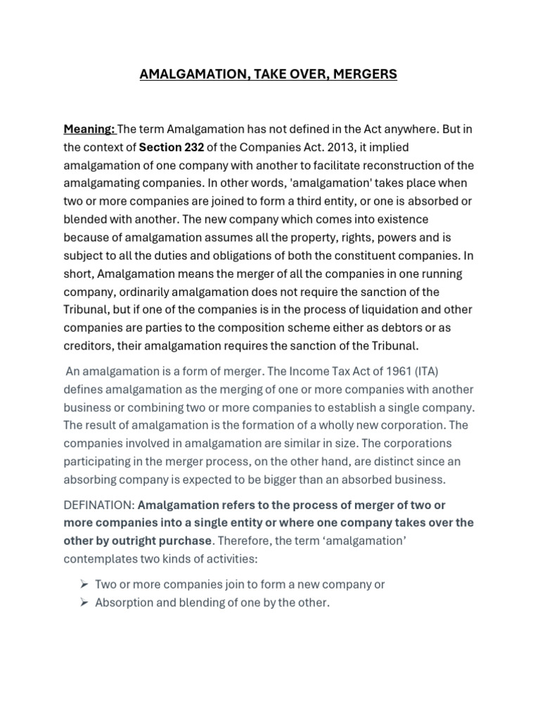 Understanding Company Amalgamation & Winding Up | PDF | Liquidation ...