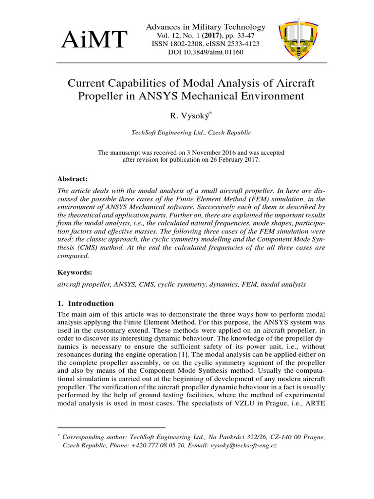 Modal Analysis of Aircraft Propeller in ANSYS | PDF | Mechanics ...