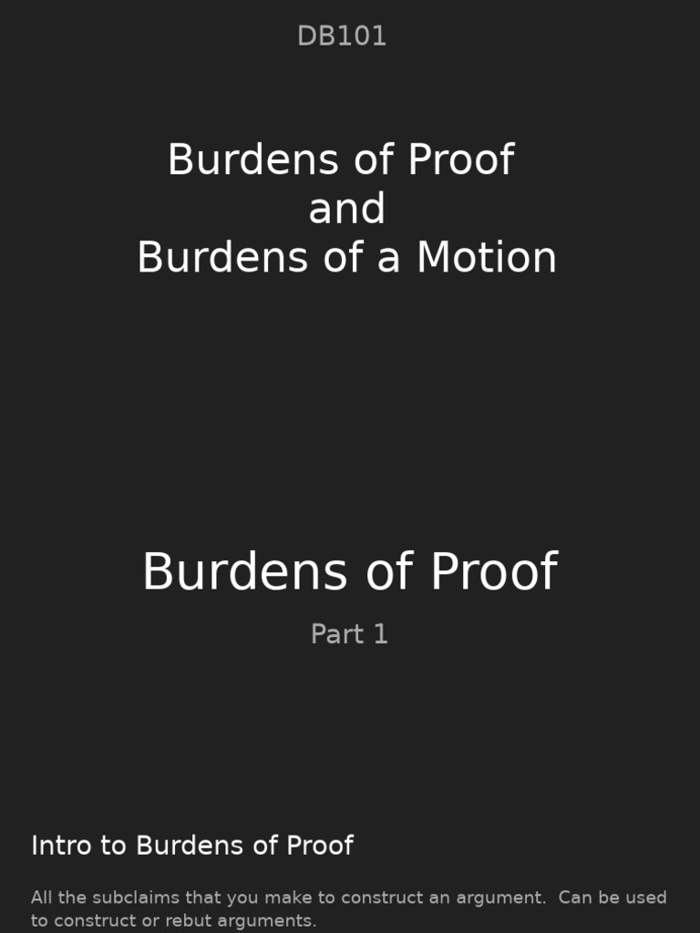 Burdens of Proof and Burdens of a Motion | PDF | Argument | Burden Of Proof (Law)