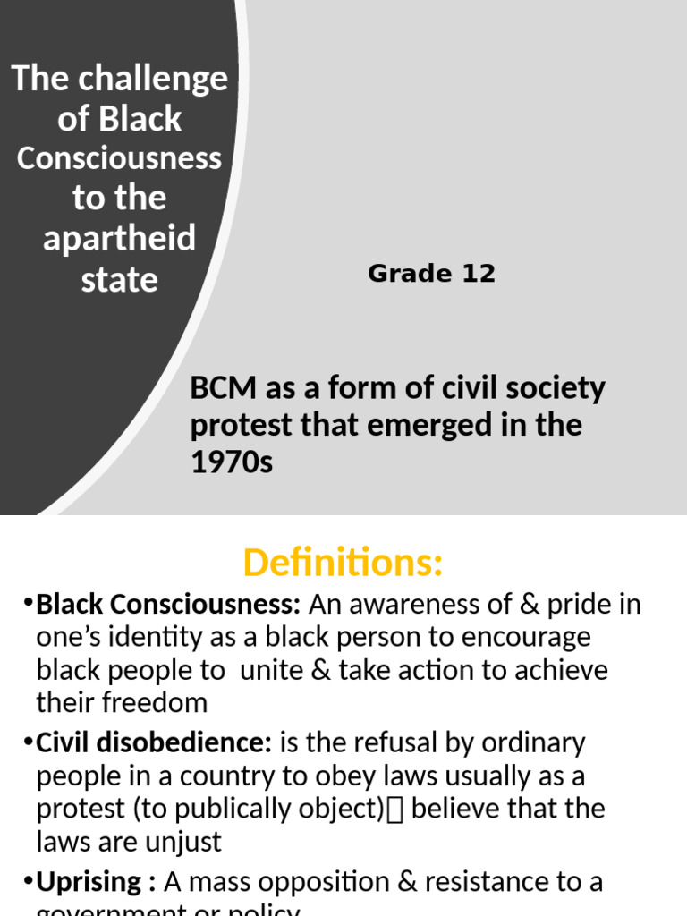 Black Consciousness Movement Overview | PDF | Politics Of South Africa ...