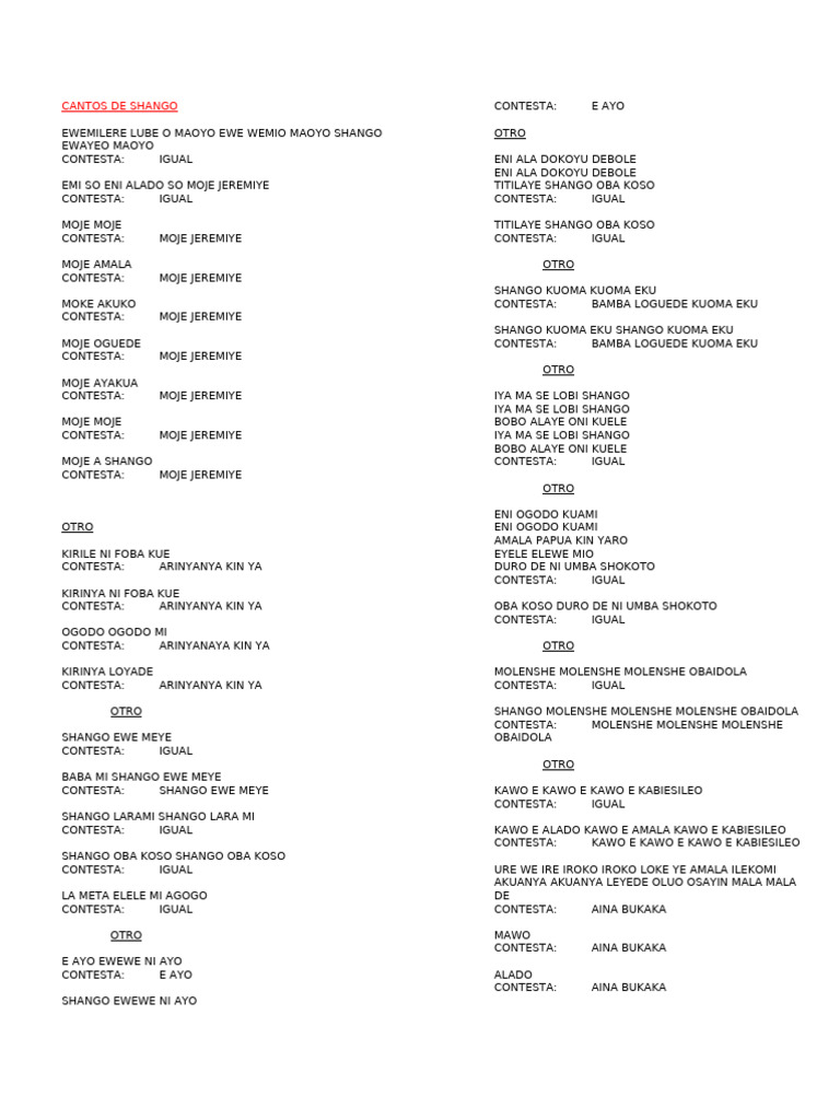 Cantos de Shango | PDF | Espiritualidad feminista | Santeria