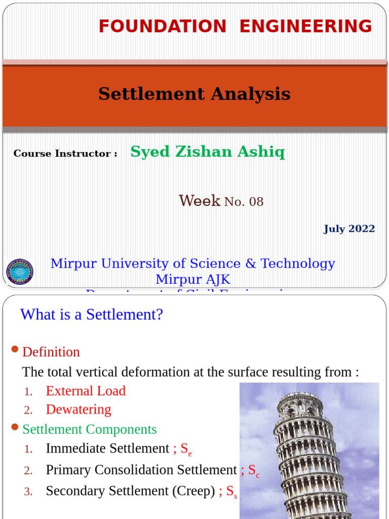 Settlement Analysis | PDF | Civil Engineering | Earth Sciences