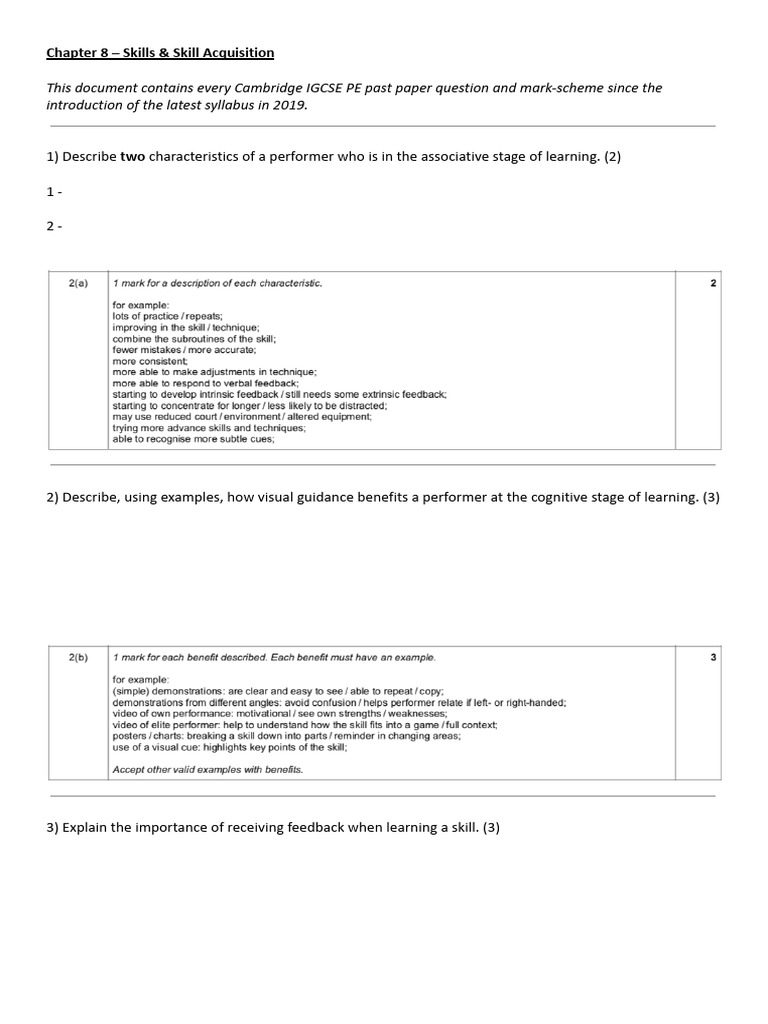 Chapter 8 Skills Skill Acquisition | PDF | Learning | Feedback