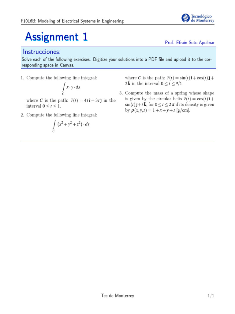 HW01 Line Integral | PDF