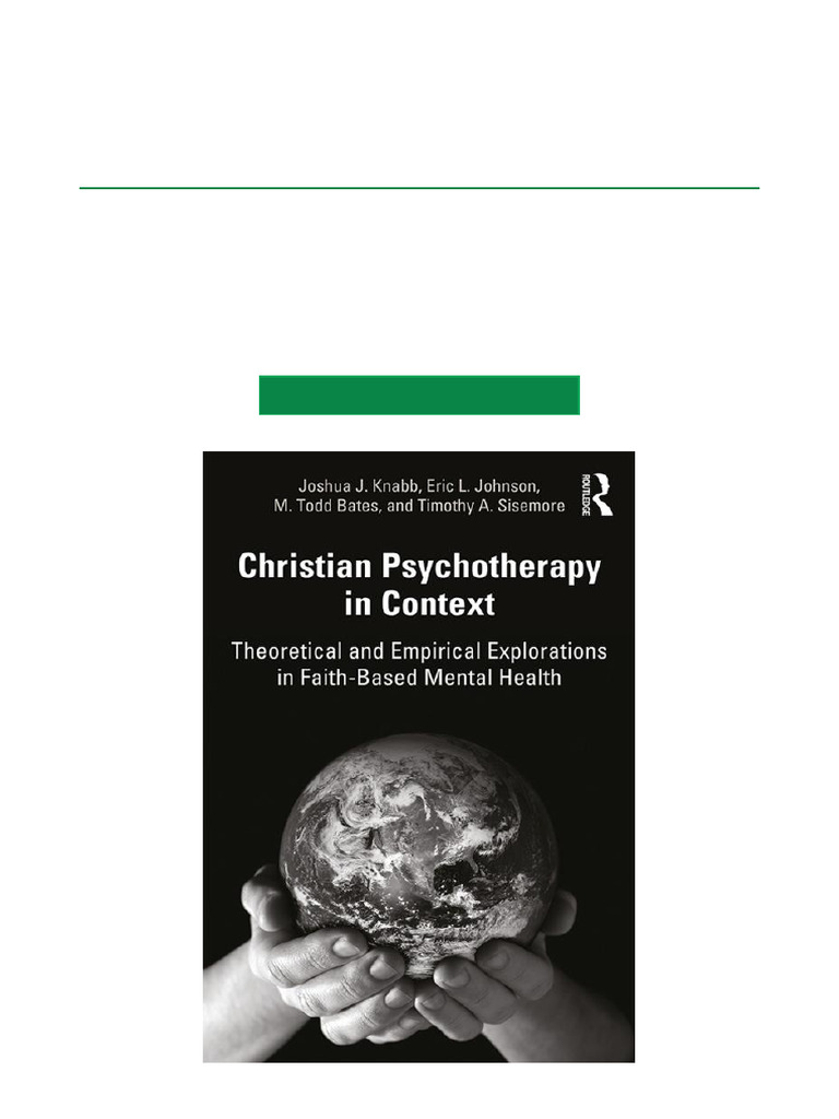 Christian Psychotherapy in Context Theoretical and Empirical ...