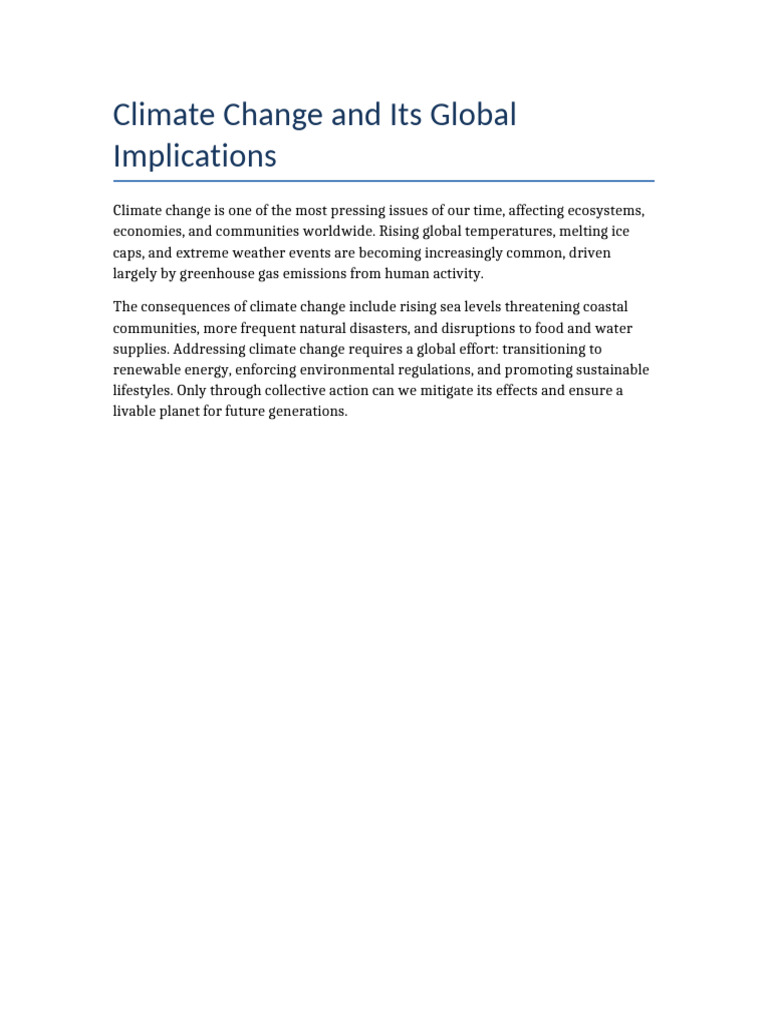 Climate Change and Its Global Implications | PDF
