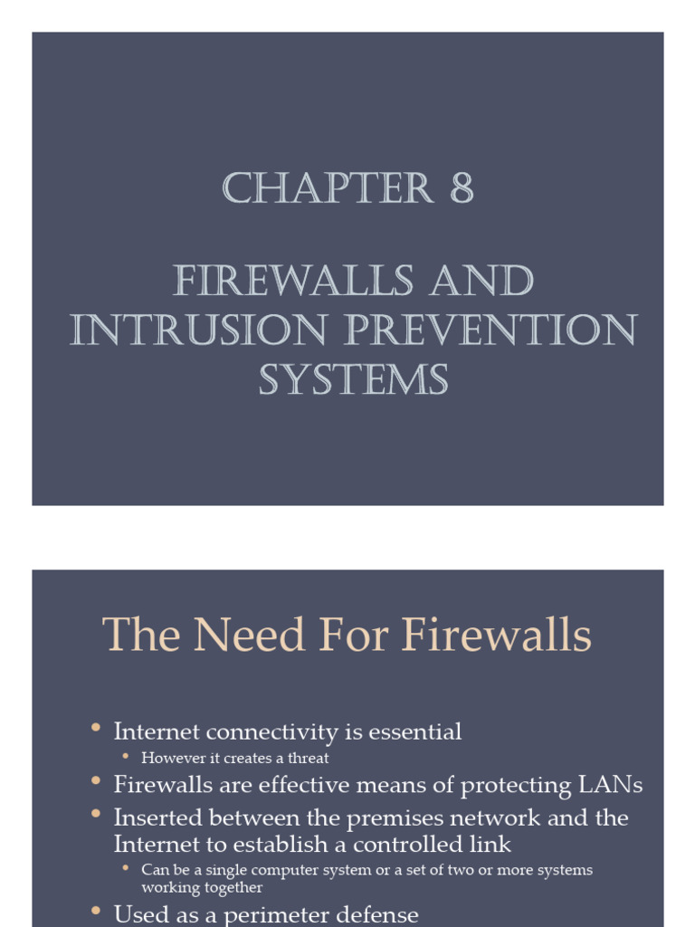 Chapter 8 Firewalls and Intrusion Prevention Systems | PDF | Firewall (Computing) | Port ...