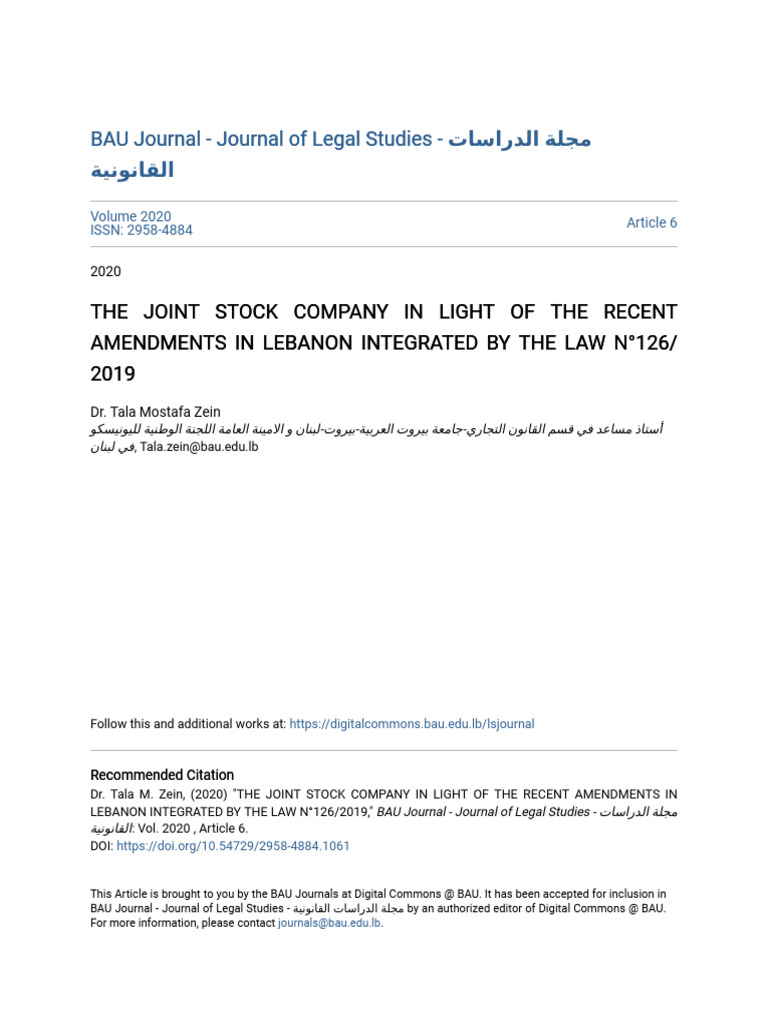 BAU Journal - Journal of Legal Studies - BAU Journal - Journal of Legal ...