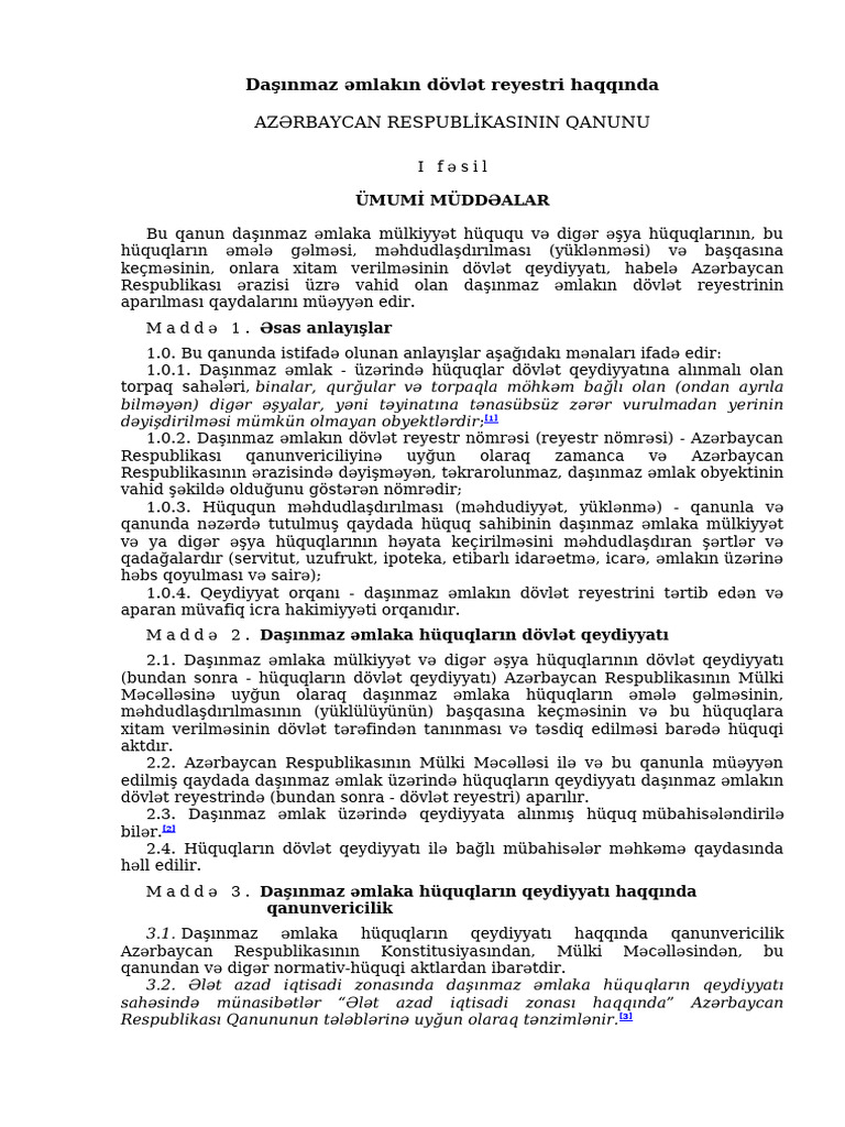 Reyestr Qanunu | PDF