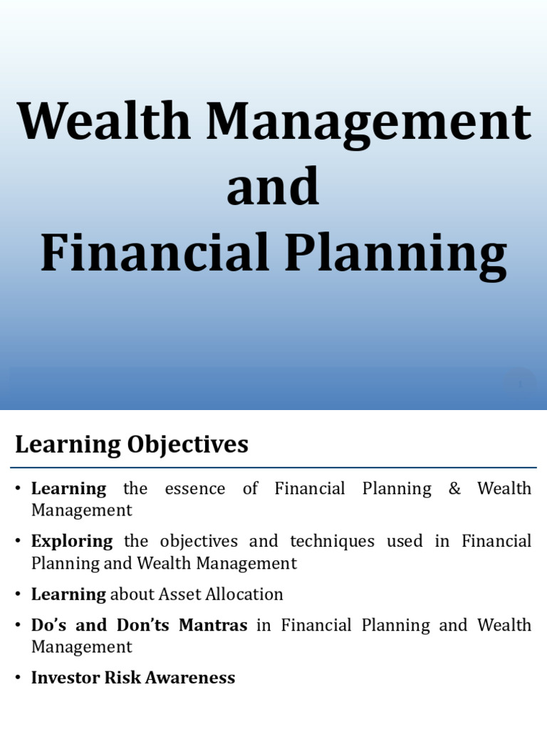 Wealth Management & Financial Planning To Be Shared With Students - Sem ...