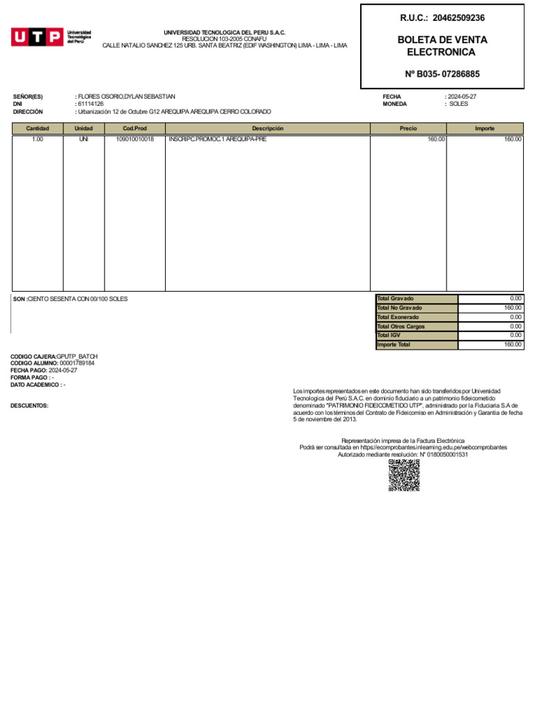 Boleta de Venta Electronica | PDF