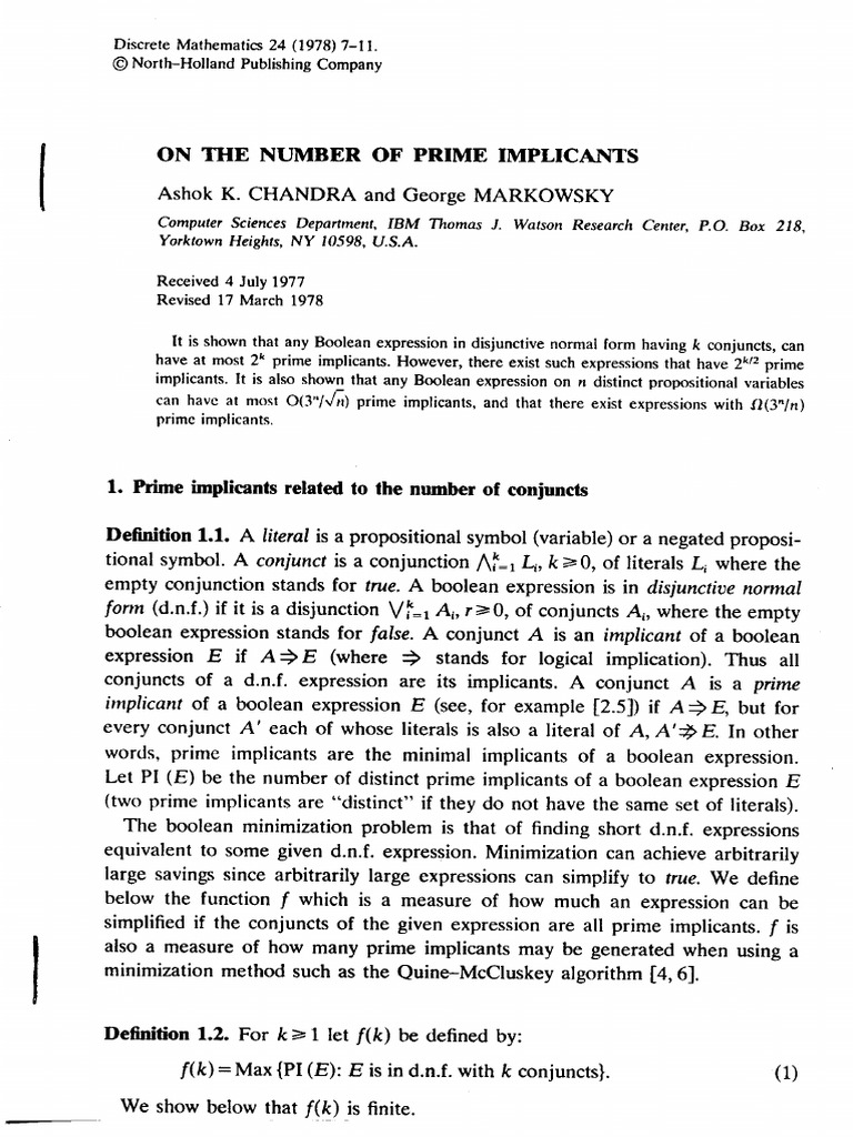 Num Prime Implicants | PDF