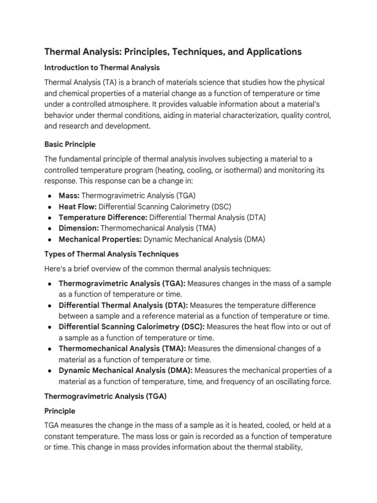 Thermal Analysis Techniques | PDF | Differential Scanning Calorimetry ...