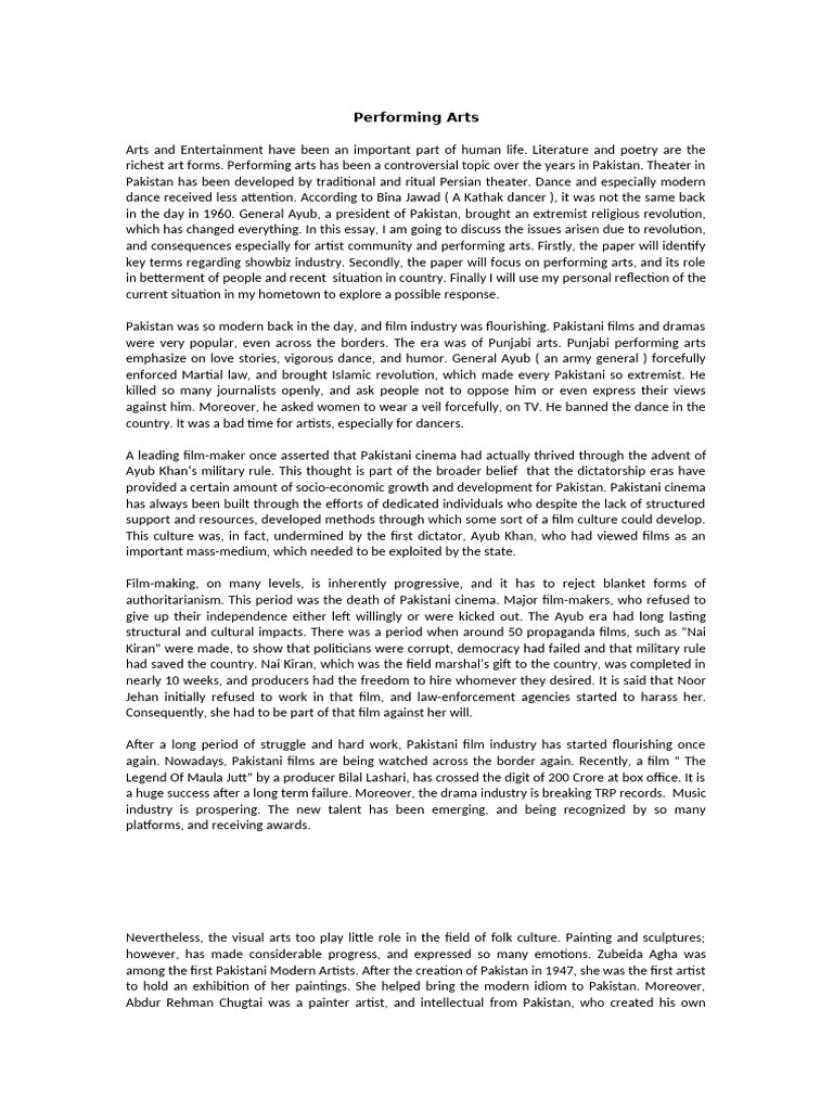 Performing Arts Wasim Aslam | PDF | Mind | Dances