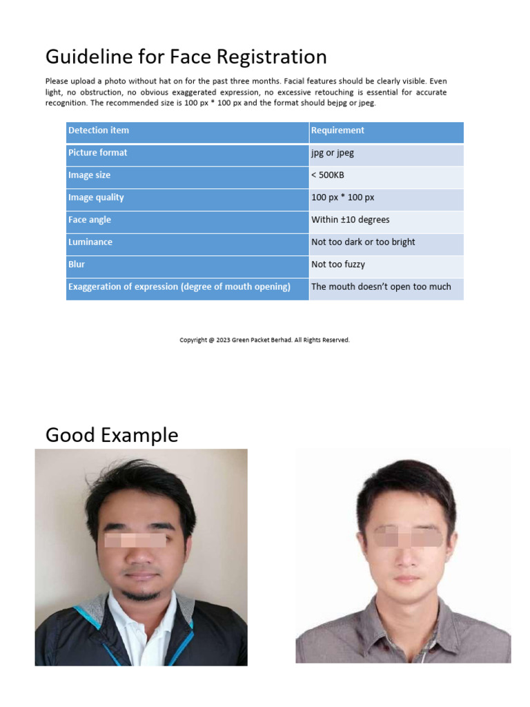 Face Registration Photo Guidelines | PDF