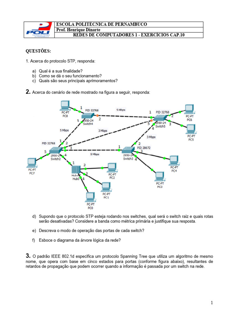 Redes1 - Exercicios Cap10 | PDF