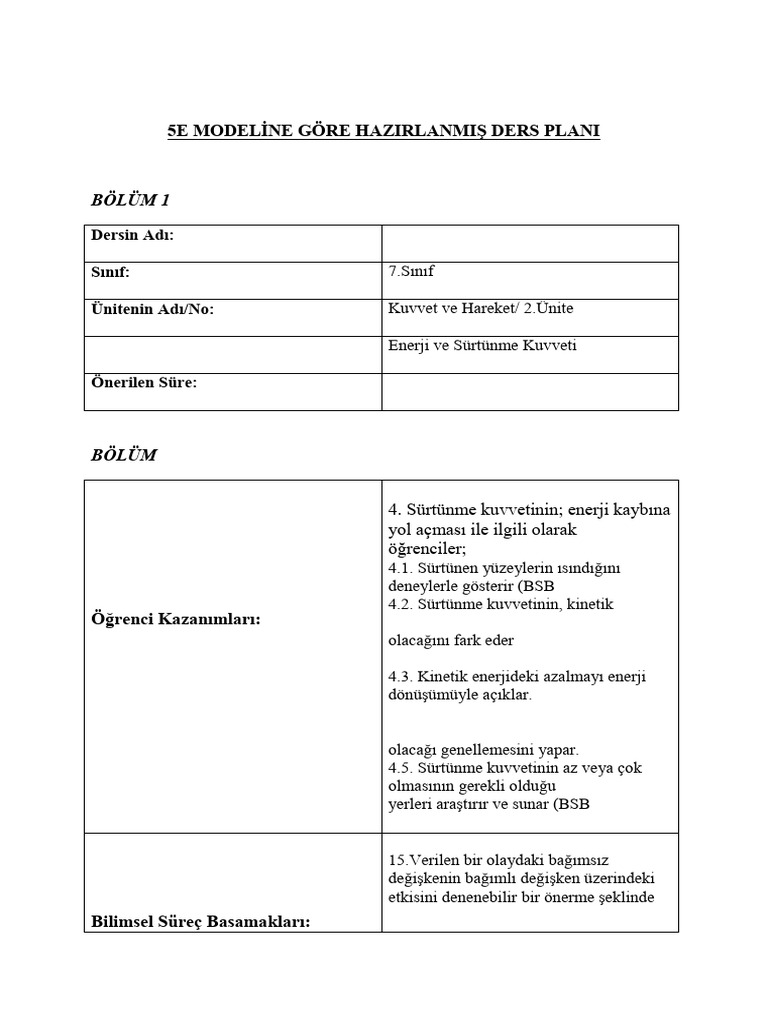 5e - Ornek Ders Planı | PDF