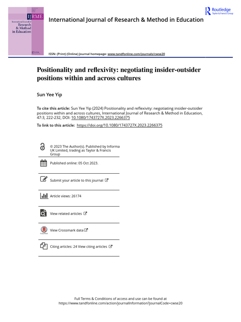 Positionality and Reflexivity Negotiating Insider-Outsider Positions ...