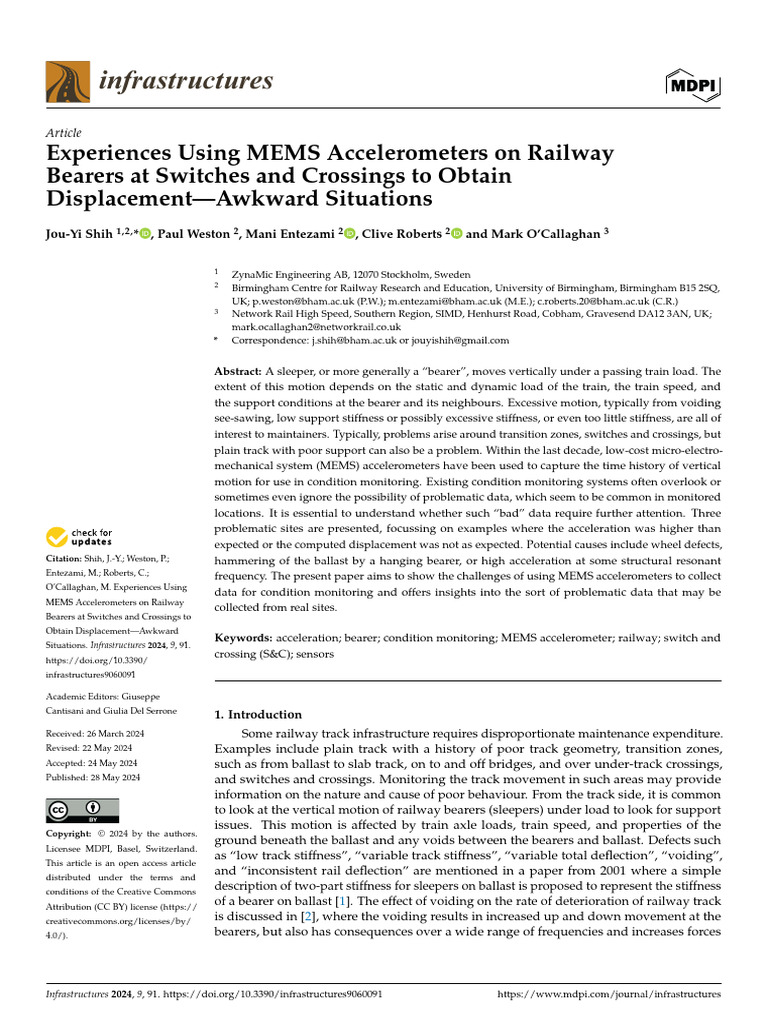 Shih Et Al. - Experiences Using MEMS Accelerometers On Railway Bearers at Switches and Crossings ...