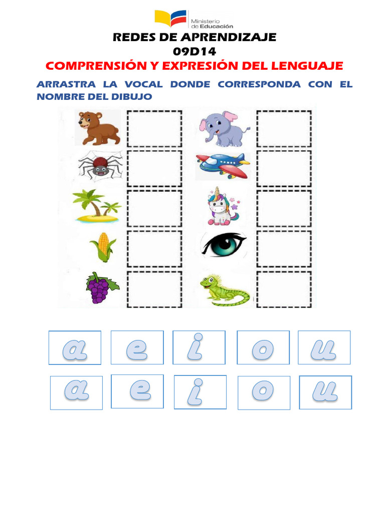 Actividad de Vocales en Dibujo Infantil | PDF