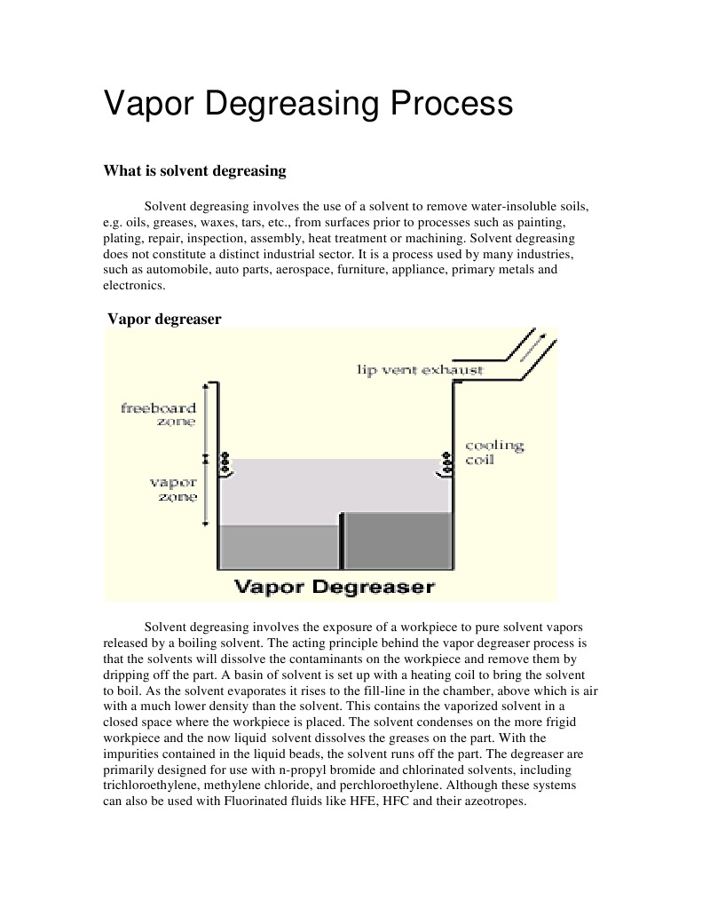 Vapor Degreasing Process | PDF | Solvent | Volatile Organic Compound