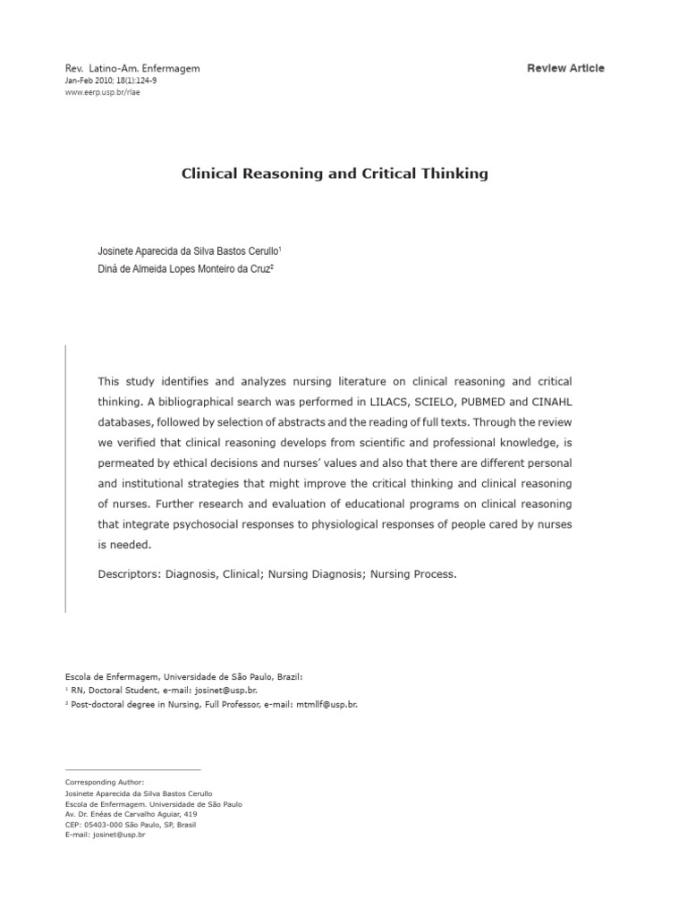 Clinical Reasoning and Critical Thinking | PDF | Thought | Critical ...