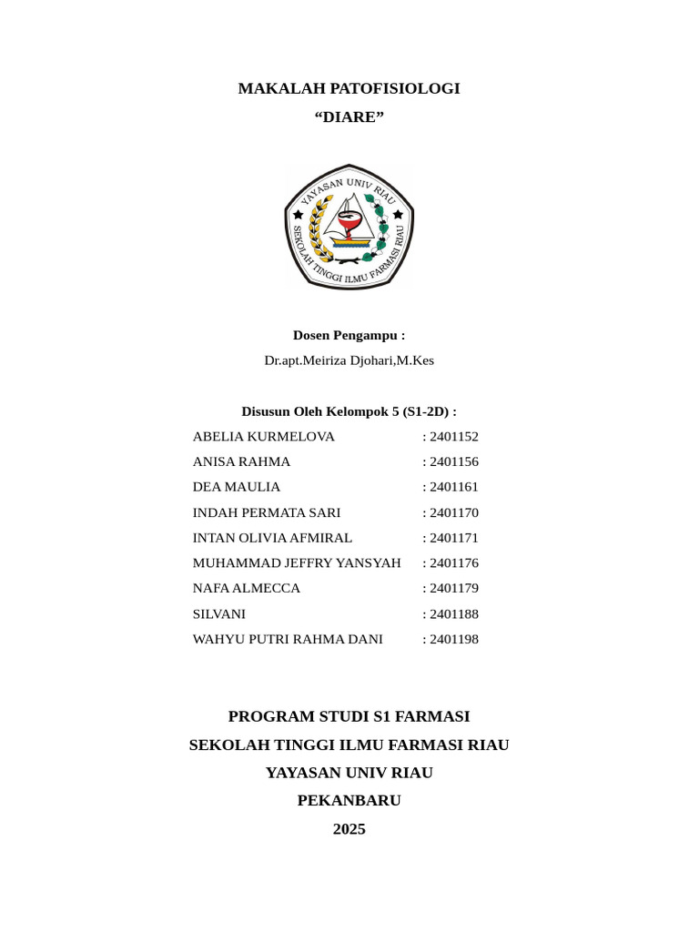 Makalah Patofisiologi Diare Kel 5 202501 | PDF