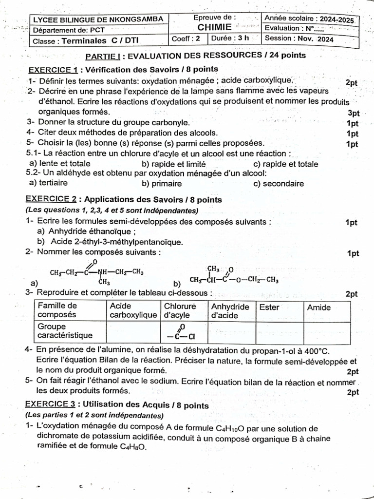 Épreuve Chimie Pratique & Théorique | PDF