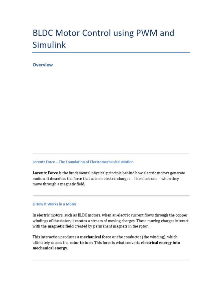 BLDC PWM Simulation Report | PDF | Electric Motor | Power Inverter