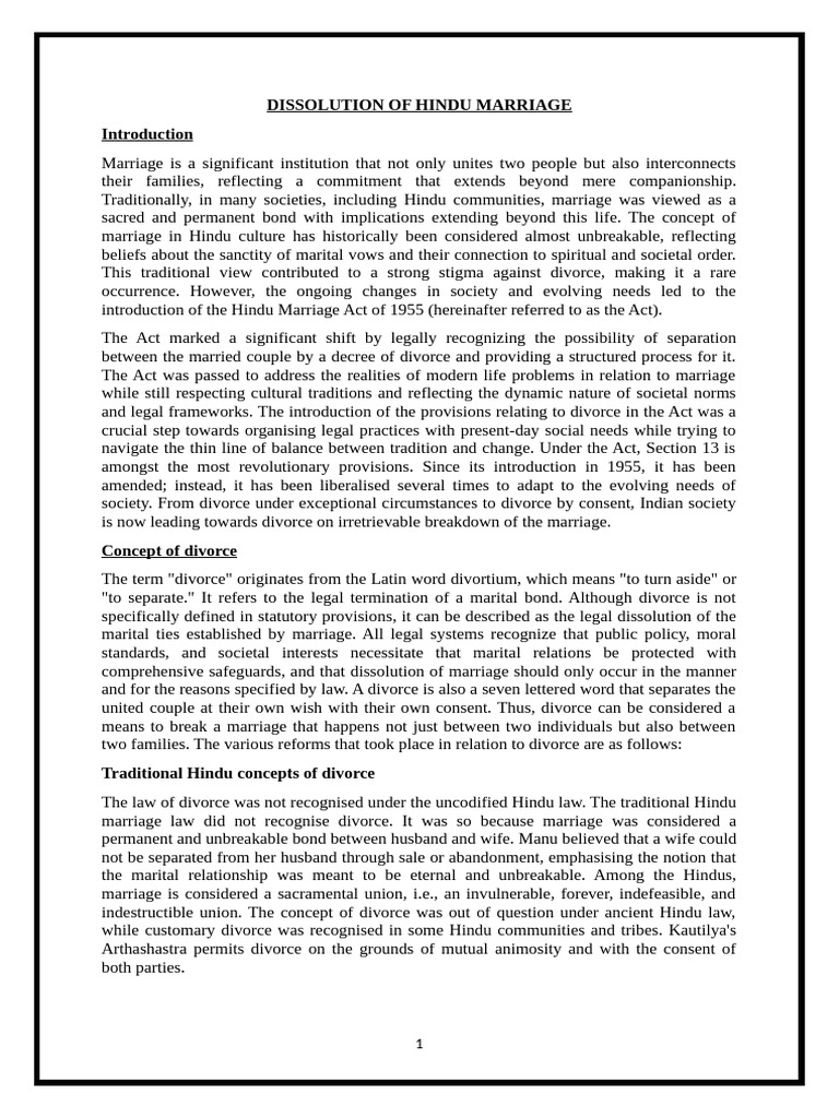 Hindu Marriage Dissolution Explained | PDF | Divorce | Alimony