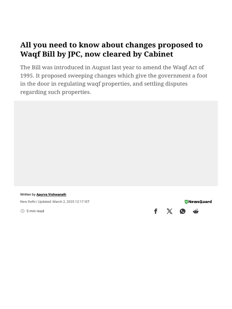 All you need to know about changes proposed to Waqf Bill by JPC, now cleared by Cabinet ...