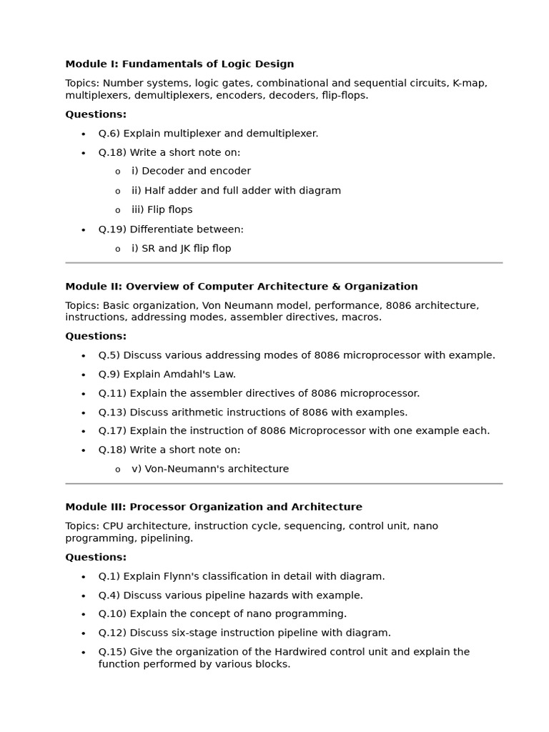 Module Wise QB Coa | PDF | Central Processing Unit | Computer Memory