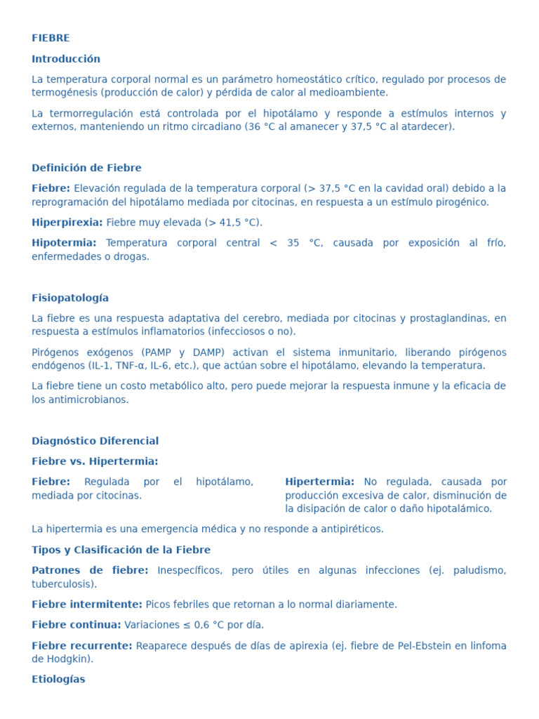 Copia de Fiebre-Resumen | PDF | Termorregulación | Fisiología