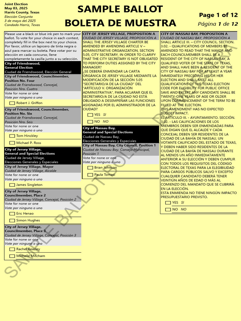Boleta de Muestra Elecciones 2025 | PDF | Gobierno local | Político