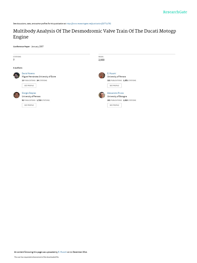 Multibody Analysis of The Desmodromic Valve Train | PDF | Mechanical ...