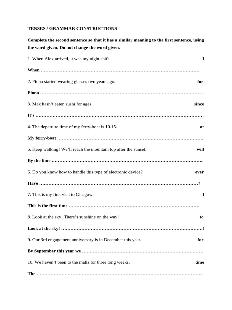 B2 Tenses Revision Exercises | PDF