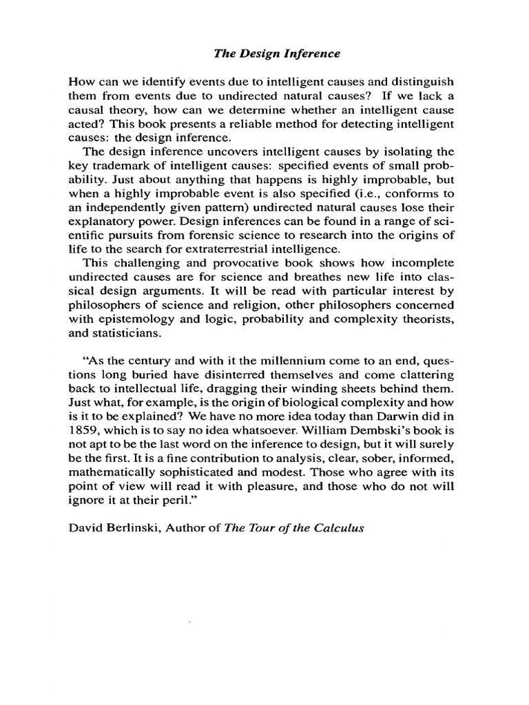 The Design Inference | PDF | Hypothesis | Null Hypothesis