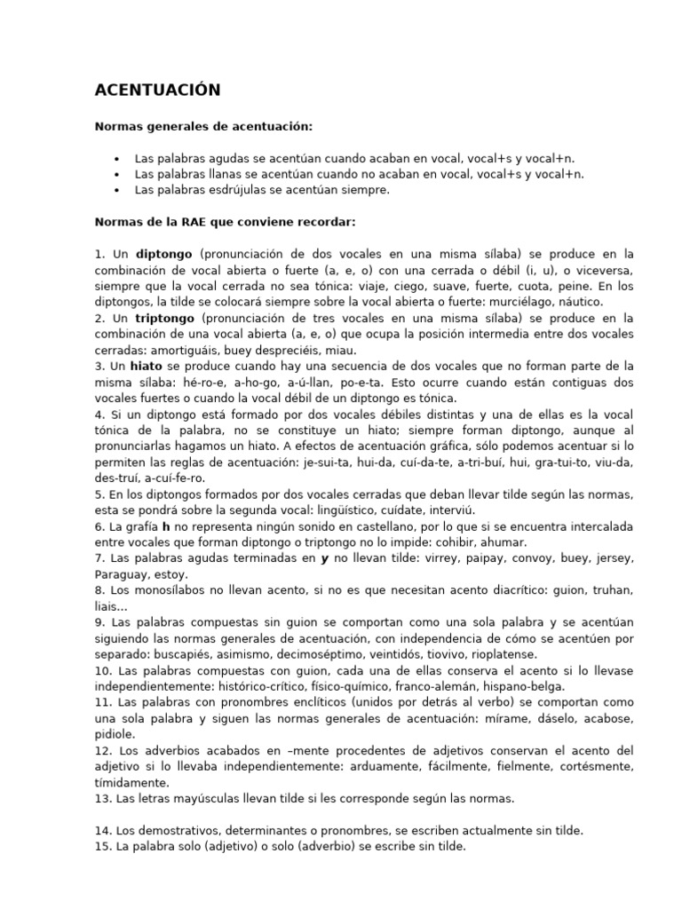 1 Normas Acentuación | PDF | Lingüística | Fonética