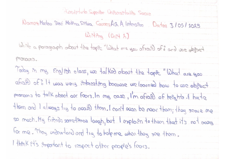 Writing Unit 2-Molina Mateo | PDF