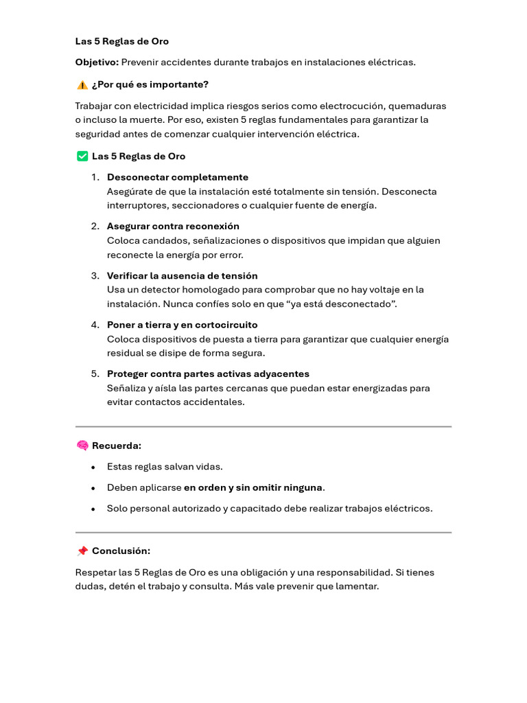Las 5 Reglas de Oro | PDF