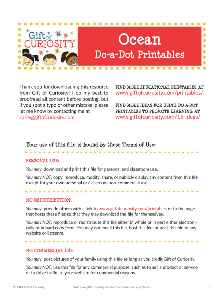 Ocean Do A Dot Printables | PDF