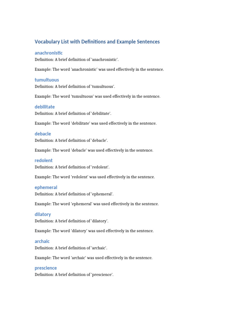 Vocabulary_List_with_Definitions | PDF | Definition | Lexical Semantics