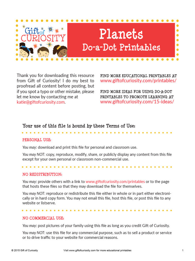 Planets Do A Dot Printables | PDF