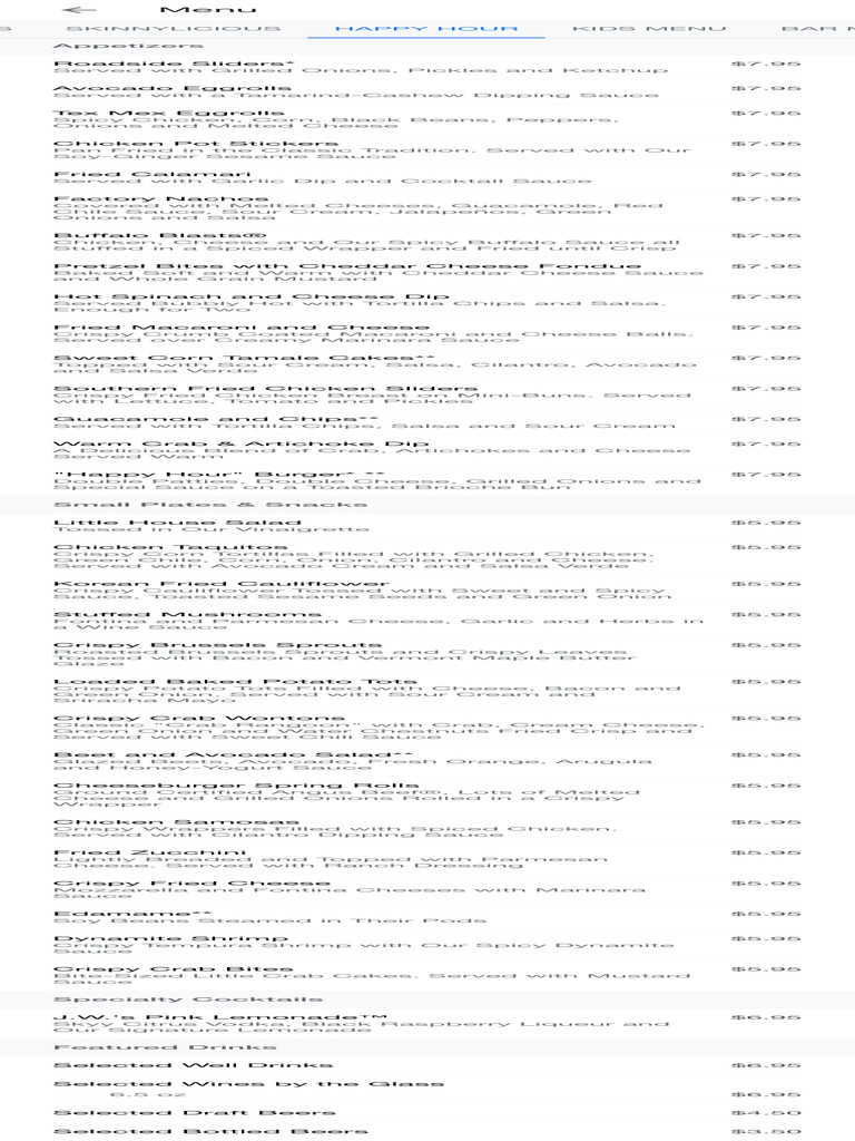 Cheesecake Factory Happy Hour Menu | PDF | Sauce | Foods