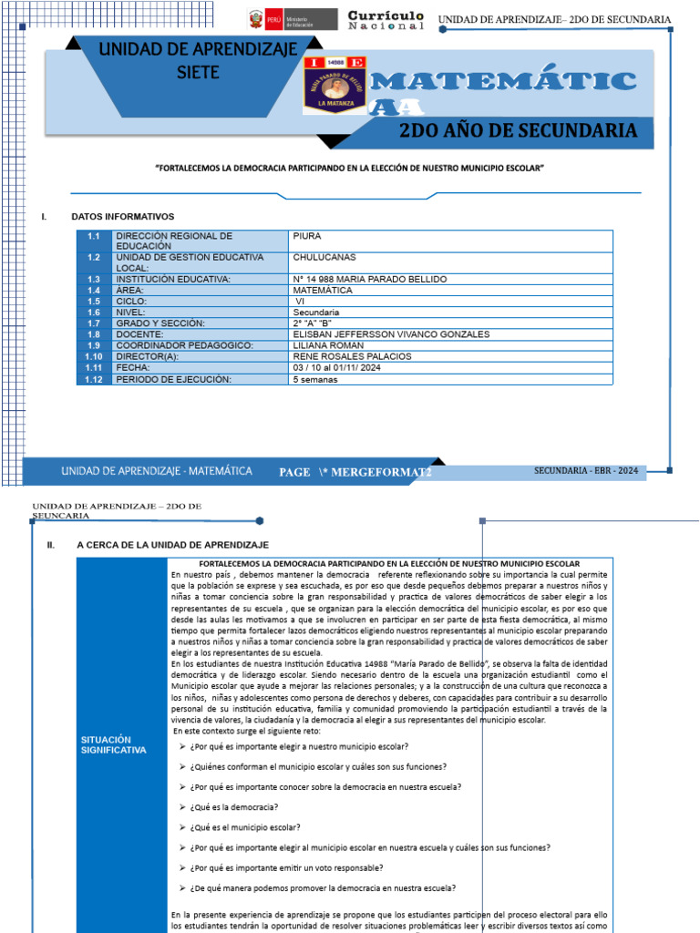 2º UNIDAD VII - MATEMÁTICA - 2024.docx - Documentos de Google | PDF | Comunicación humana ...