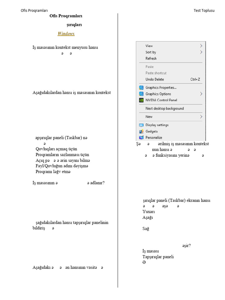 Ofi̇s Proqramlari Test Edu Son | PDF