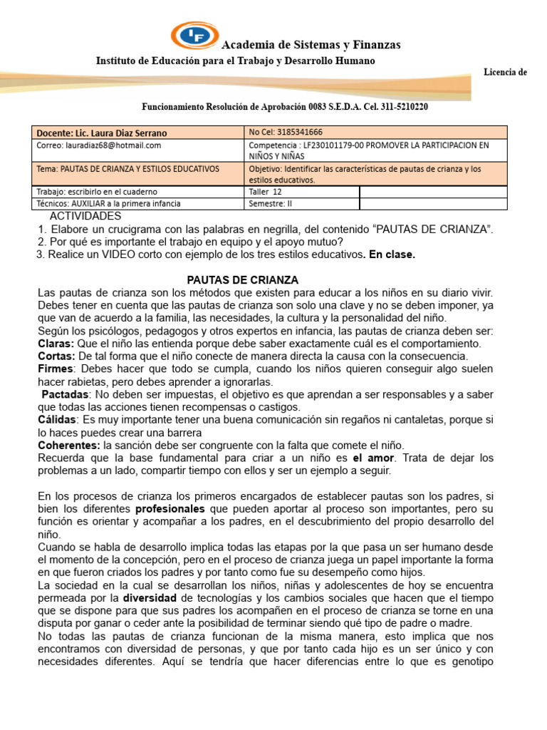 12 Laudi Pautascr 2s Pi.docx | PDF | Aprendizaje | Comportamiento