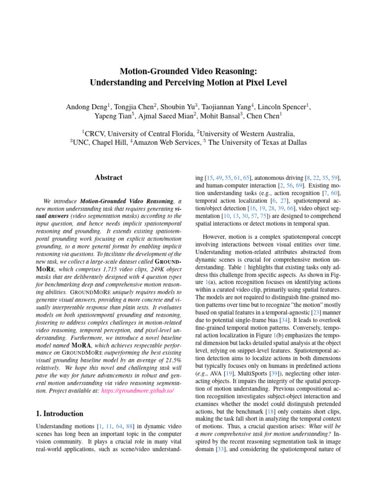 Motion-Grounded-Video-Reasoning (Groundmore) | PDF | Image Segmentation | Cognitive Science